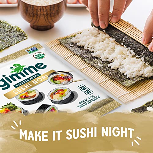 gimMe Organic Roasted Seaweed - Restaurant-style Sushi Nori Sheets - 0.81 Ounce