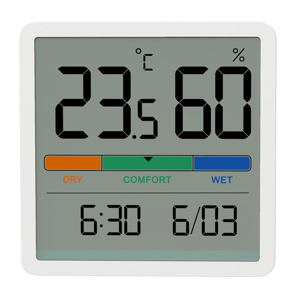 LNYHLXS Purpose Digital Temperature and Humidity Meter Clock Household Indoor Kitchen Refrigerator