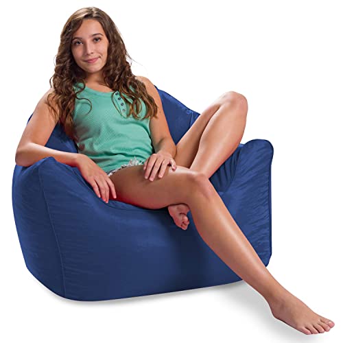 Posh Creations Structured Comfy Seat for Playrooms and Bedrooms, Large Bean Bag Chair, Malibu Lounge, Navy