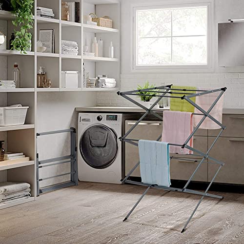 Vivianrack 3-Tier Clothes Drying Rack for Laundry, Folding Clothes Drying Rack Indoor Metal Steel Clothing Drying Dryer, Accordion Design Laundry Rack,Towel Rack(Silver Gray)