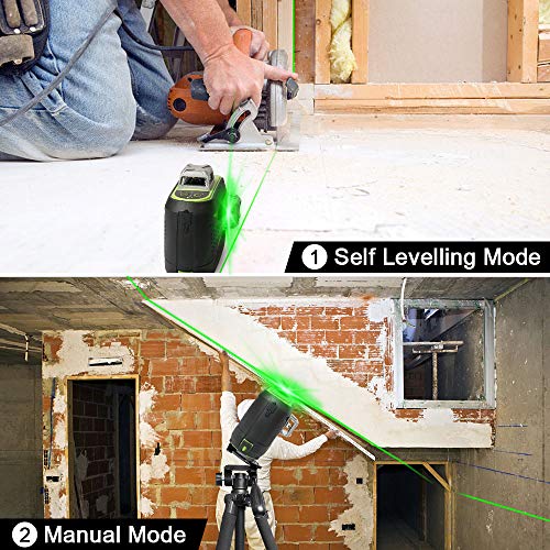 Huepar Green Beam Self-Leveling Laser Level 360 Cross Line Laser Level Tool 621CG-G