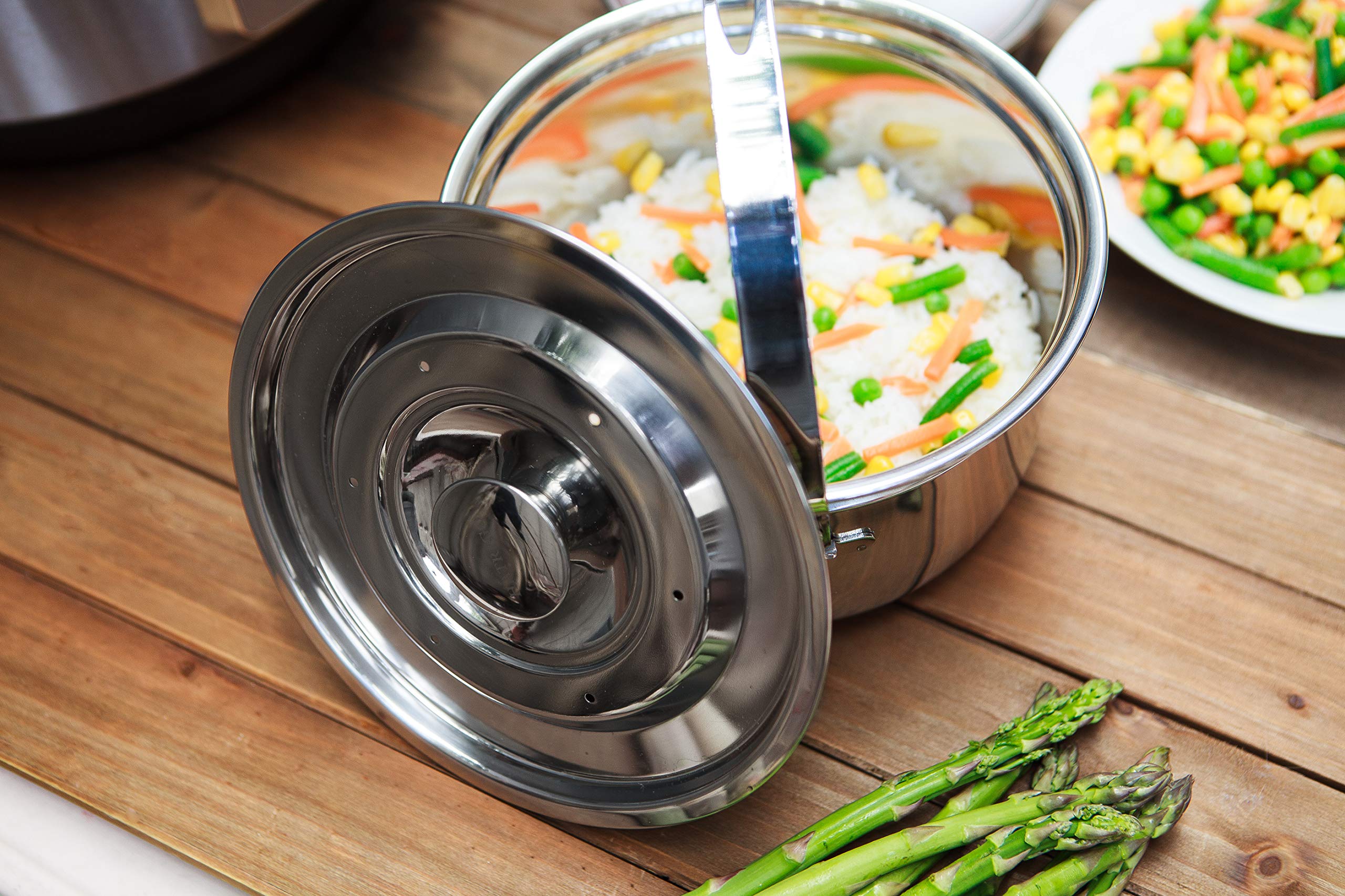 Hatrigo Multi-Purpose Bowl Stackable Steamer Insert Pans for Pot in Pot with Handle Lid, PIP Compatible with Instant Pot Accessories 6 qt 8 qt only, Ninja Foodi Instapot Accessory (7.5 in x 4.5 in)