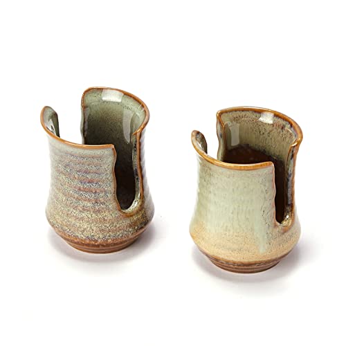 Pottery Sponge Holder Slotted Stoneware Ceramic Porcelain Sponge Holder by Gute for Father, Mother, Cleaning Supplies - Decorative Kitchen Décor - Organizer for Cleaning Dishes (Brown)