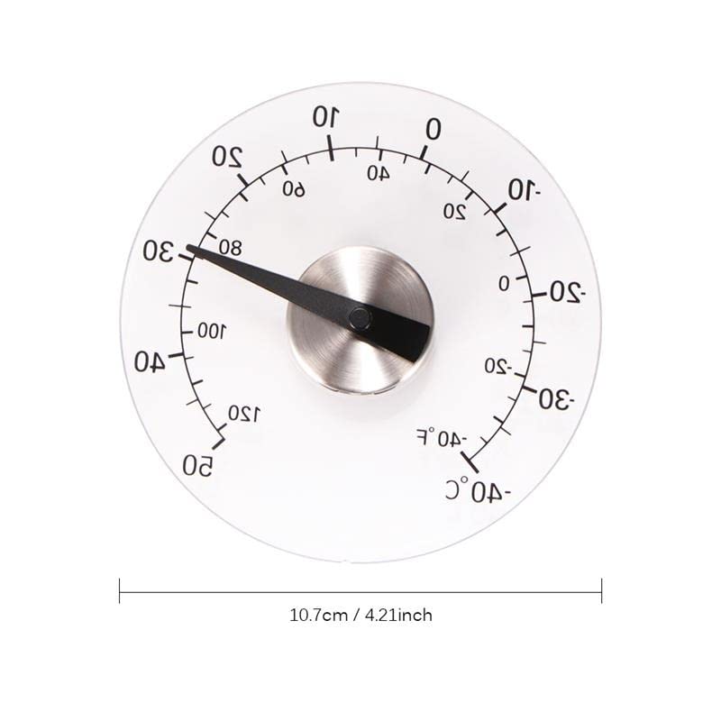 LNYHLXS Thermometer Temperature Transparent Clear Outdoor Window Thermometer Clock Weather Tool