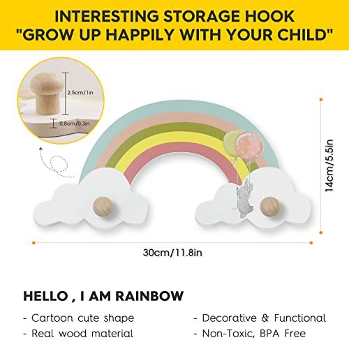 Jfbav Wooden Coat Hook Rainbow Wall Hanging Wall Hook Cute Children's Room Creative Children's Room Wall Clothes Hat Hangerā¦