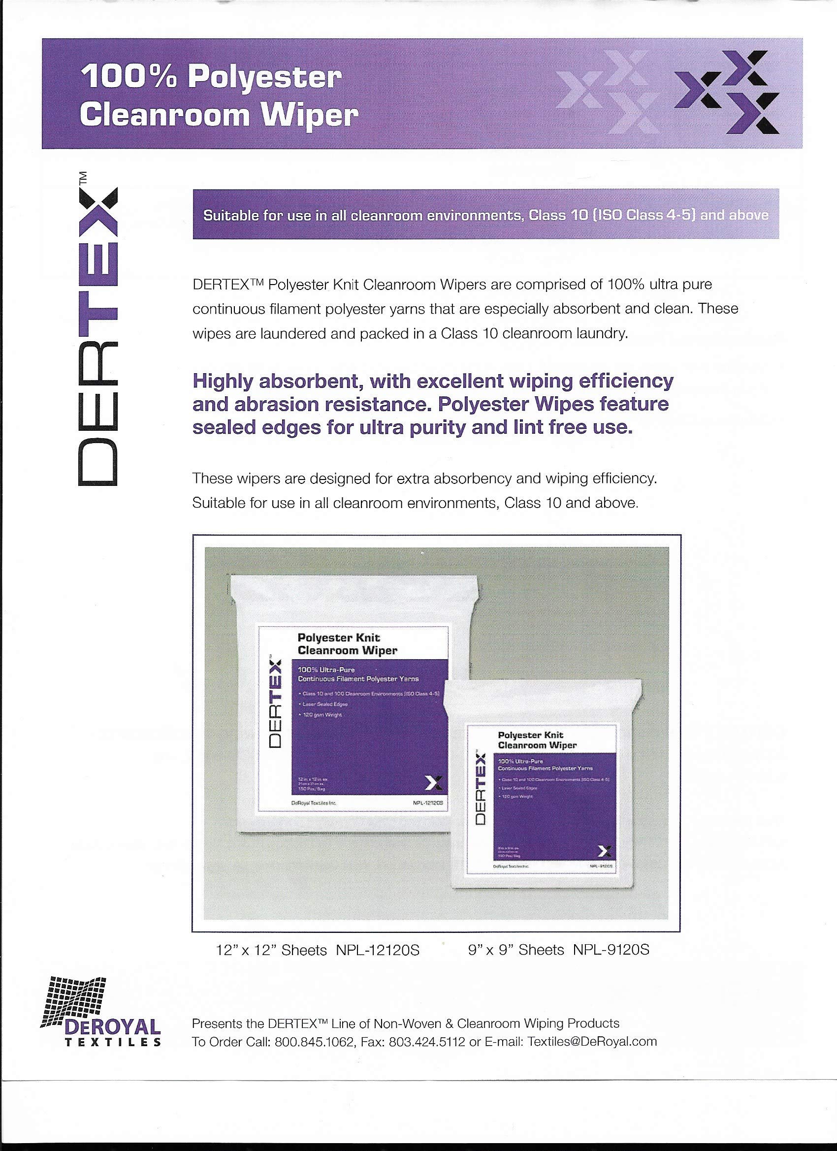 DeRoyal NPL9120S-1 Polyester Knit Cleanroom Wipes