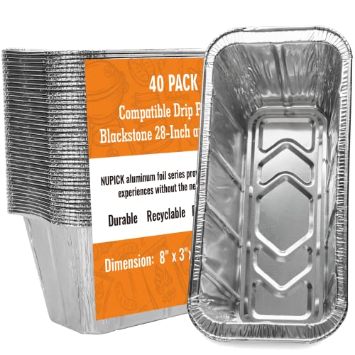 NUPICK 40 Pack Grease Cup Liners for Blackstone 17"/28"/36" Griddle, Drip Pan Liners for Blackstone 5017, Disposable Aluminum Foil Drip Pan Liner
