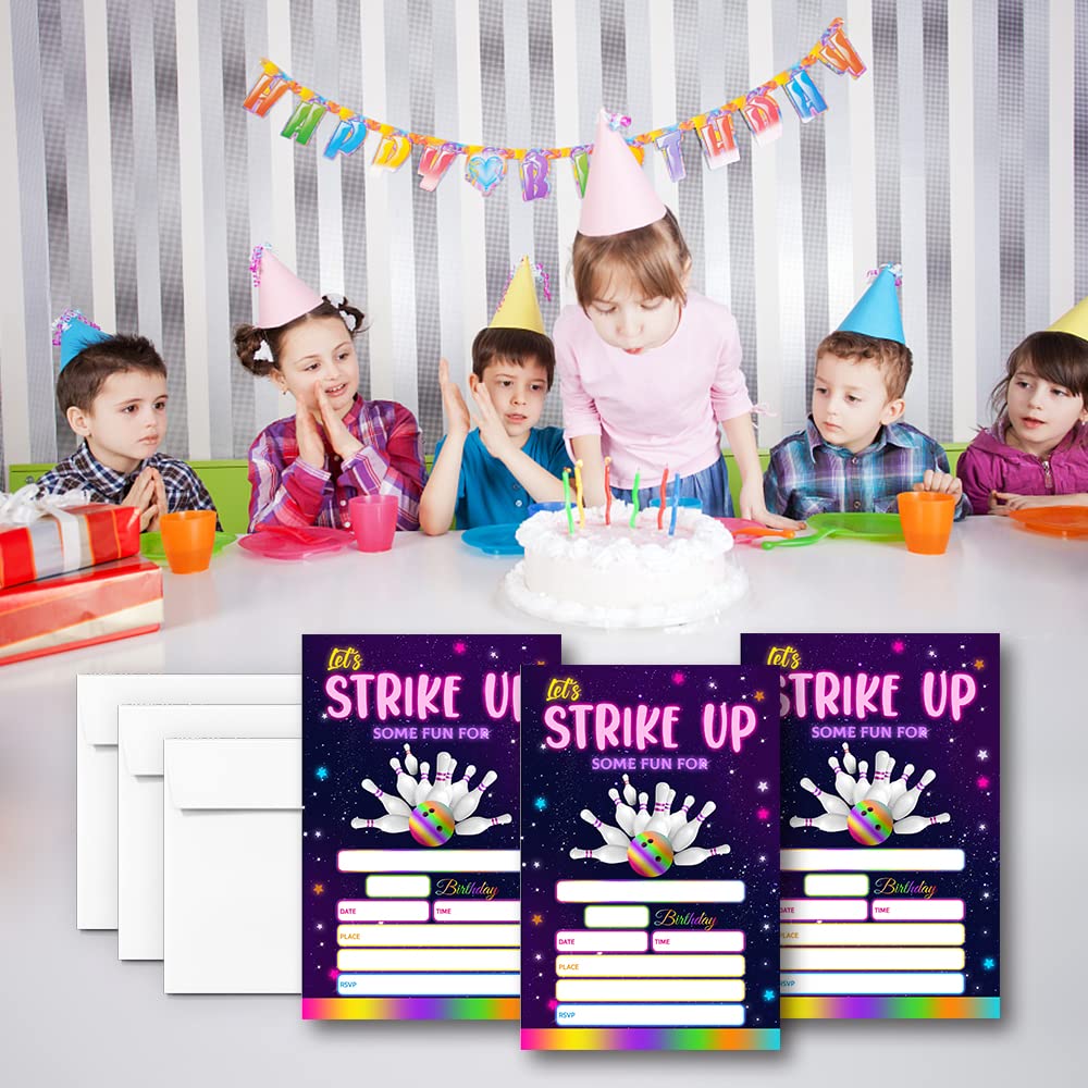 LoaHak Bowling Invitations For Kids Birthday, Bowling Birthday Party Invitation Cards, Bowling Birthday Invitation. (042)