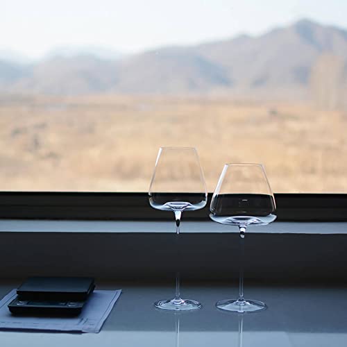 EUNA Hand-Blown Crystal Wine Glasses - Ultra-Thin, Long Stem, Crystal Clear Bordeaux Red and White Wine Glasses (25 oz) - Perfect for Gifting and Entertaining
