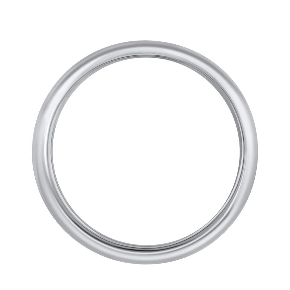 FINEROCK 14K White Gold 4mm Plain Wedding Band (Ring Size 7)