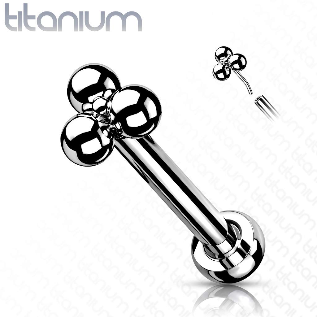 Dynamique Implant Grade Titanium Threadless Push in Labret With Triangular Trinity Ball Cluster Top (Sold Per Piece)