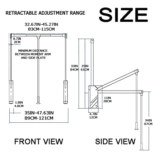 Pull Down Closet Rod, Pull Down Wardrobe Organizer, 26 lbs load capacity, Adjustable 35-47 Inch for Hanging Clothes Wardrobe Lift Rail Organizer, Heavy Duty Closet Pull Down Rods Hanger