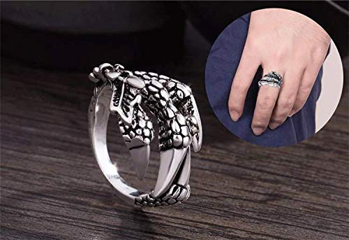 Dragon Claw Ring Silver Ouroboros Snake Serpent Cobra Game of Thrones GOT Medieval Steampunk Stainless Steel Leviathan Poseidon Coiled Dragon Sea Beach Mayan (Dragon Claw) (9)