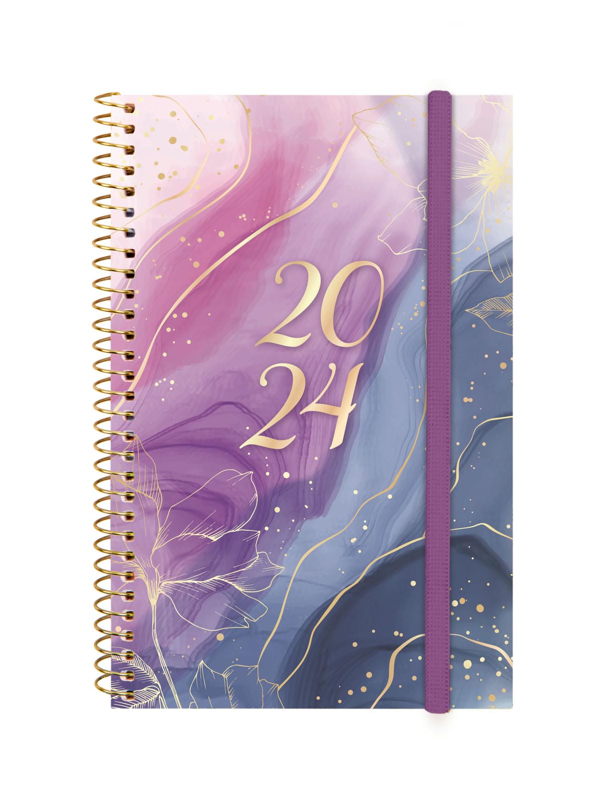 Finocam - Planner 2024 Spiral Design Collection Week Horizontal View January 2024 - December 2024 (12 Months) Goldy Catalan