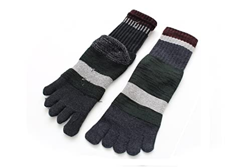 Finger Mens Toe Socks Cotton No Show Crew Athletic Five Socks 5 Pairs (DarkGray (5 Pairs)-92CB, US Men 7-9.5)