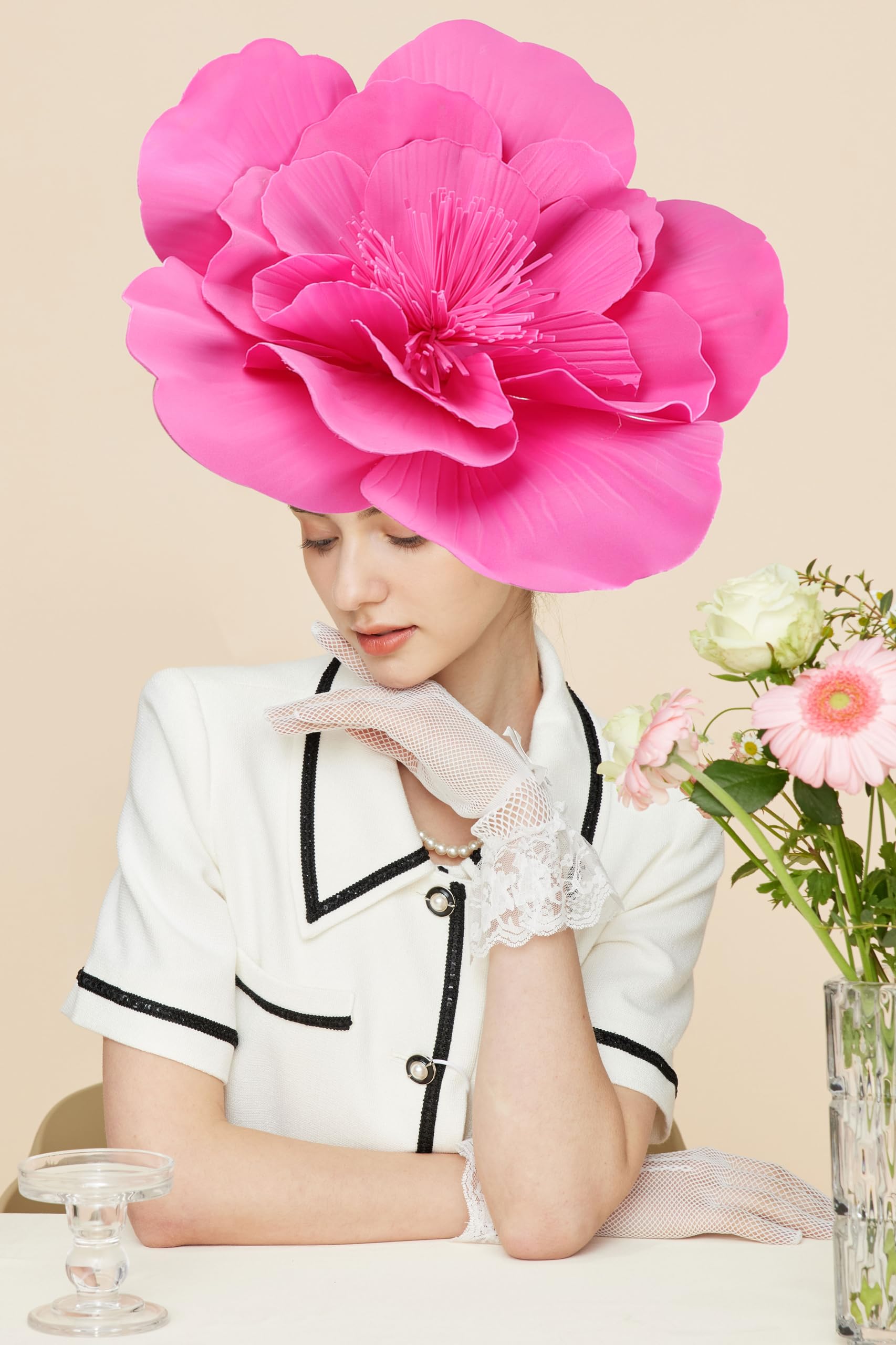 Gionforsy Flower Fascinators Hat Tea Party Hats for Women Kentucky Derby Hat for Wedding