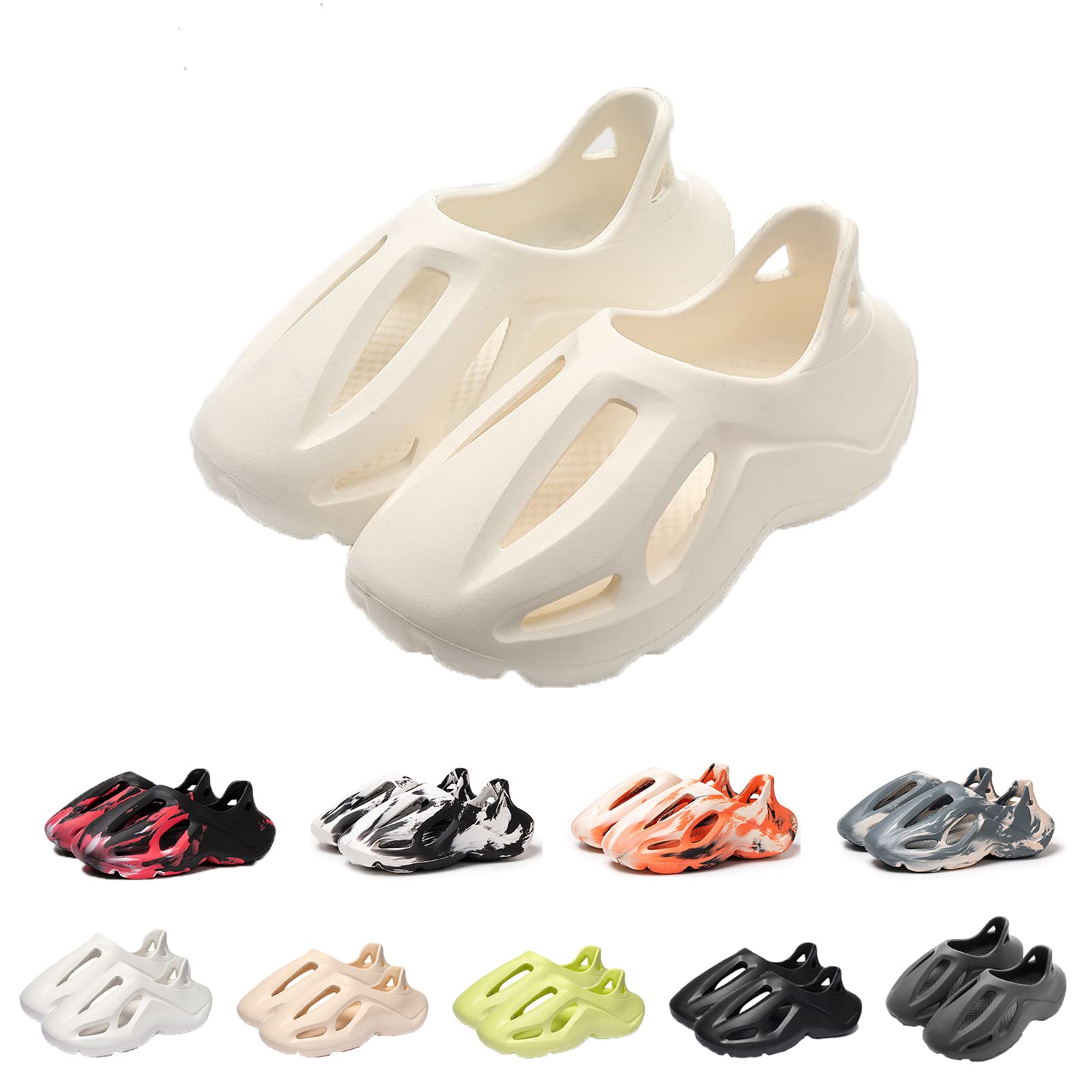 Foam Runner Shoes, Man Womens Foam Runner Sneakers Pillow Cloud Shoes Slides, Non-Slip Beach Shoes (White,40-41)