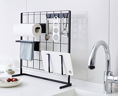Yamazaki Home Grid Panel Organizer and Accessories-Wall Storage Decor, One Size, Black