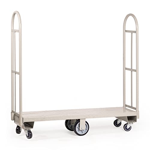 HaulPro Narrow Aisle U-Boat Platform Truck Dolly | 16 x 60 Heavy Duty Utility Cart with Thick Steel Deck | Premium Hand Truck Can Hold Loads Up to 2,000 Pounds | Hand Cart with Dual Removable Handles