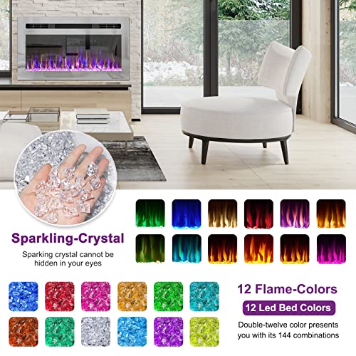 Ooiior 31 Inch Electric Fireplace with Remote Control, Recessed and Wall Mounted Ultra-Thin Fireplace Heater and Linear Fireplace, with Timer, Adjustable Flame Color, 750/1500W