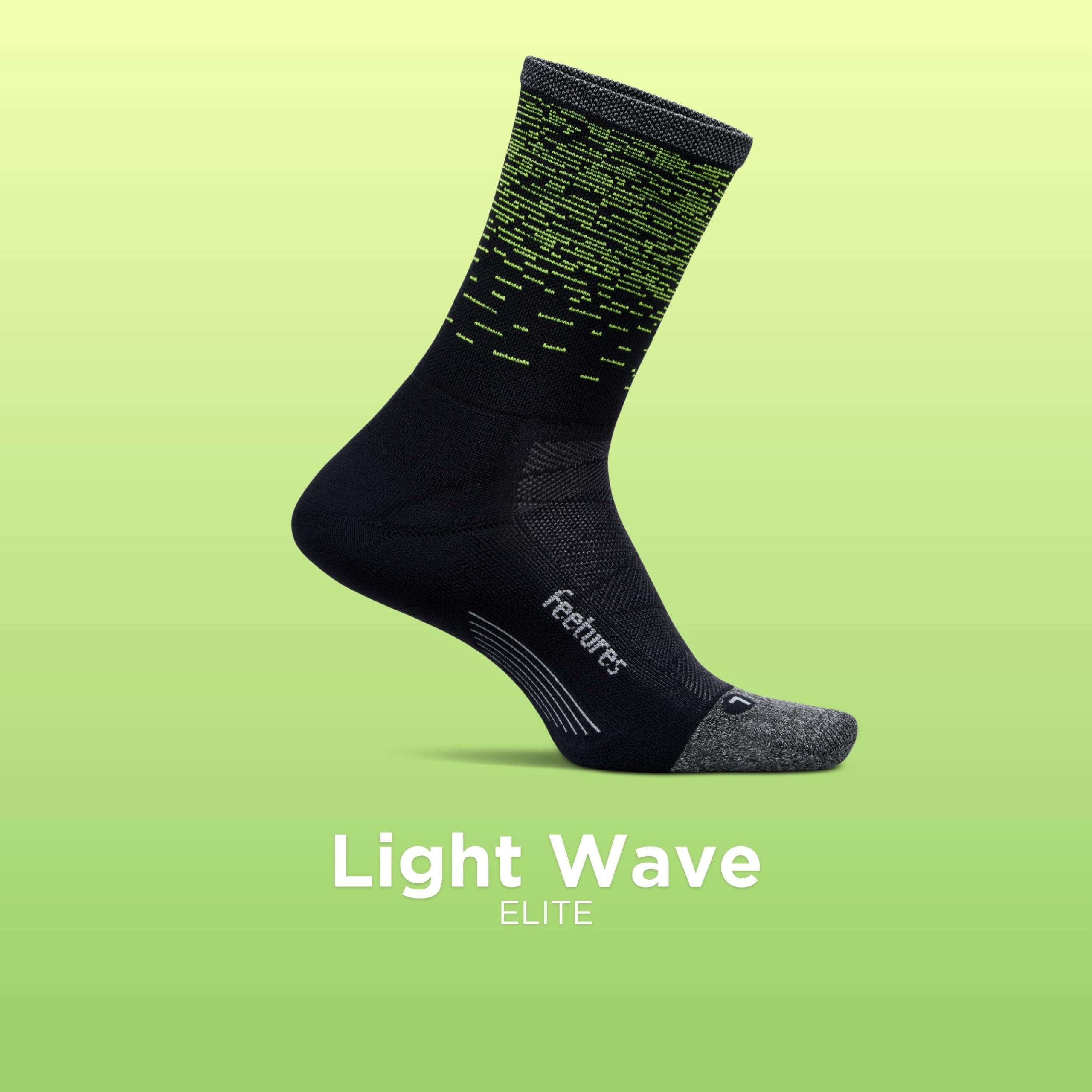 Feetures Elite Ultra Light Cushion Mini Crew Sock - Sport Sock with Targeted Compression - Medium, Ascent Blue (1 Pair)