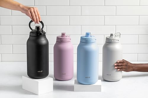 Ello Hydra 64oz Half Gallon Vacuum Insulated Stainless Steel Jug with Locking, Leak-Proof Lid and Soft Silicone Straw, Metal Reusable Water Bottle, Keeps Cold All Day, Mauve
