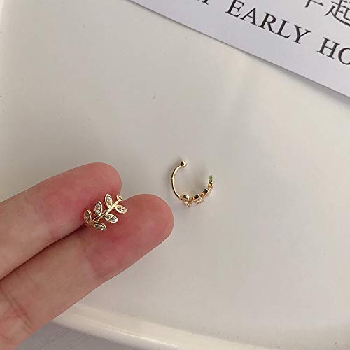 Ear Cuffs S925 Sterling Silver 18K Gold Plated Leaf Non Piercing Ear Clip Cuff Wrap Earrings Hypoallergenic Earring for Women (1 pair)