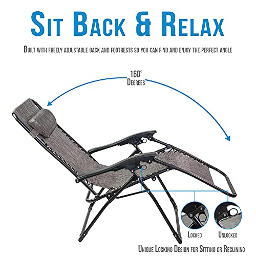 Sun-Ray 203078 Grey Upgraded Gravity Chairs, 35.43 x 25.59 x 41.5 Inches