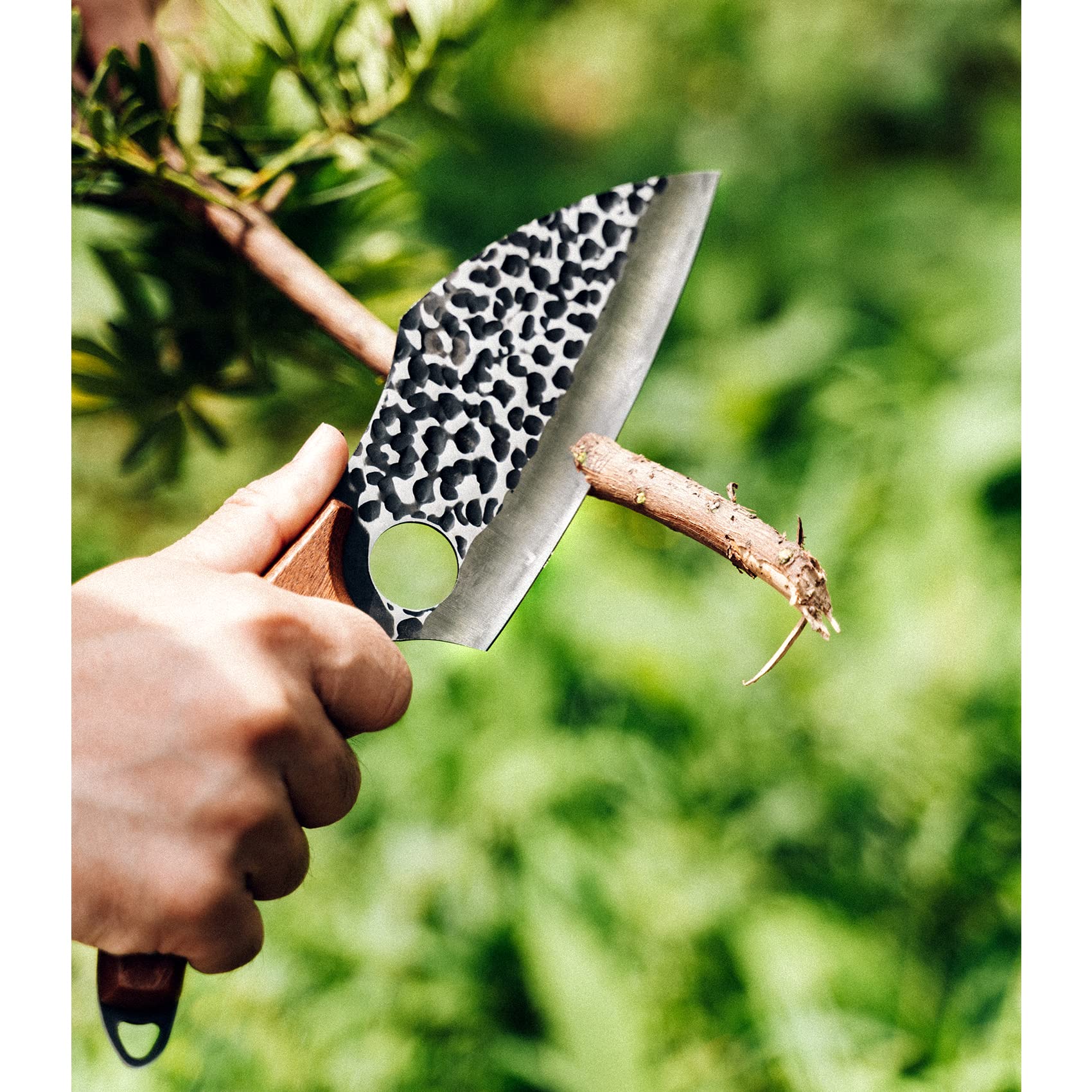 DOBADN Meat Cleaver Boning Knife, Hand Forged High Carbon Steel Viking Knife with Belt Sheath, Multipurpose Chef Knives for Kitchen, Camping, BBQ