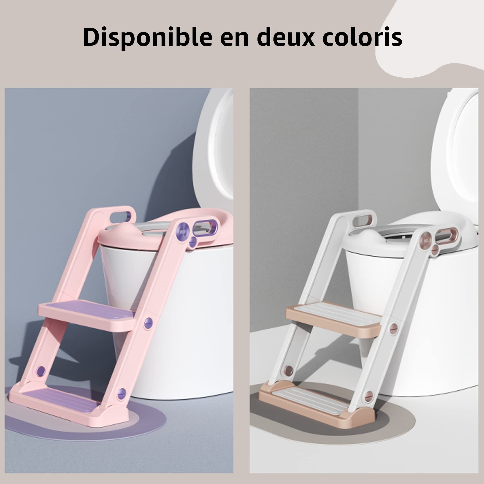 fefe | Baby Potty Training Seat with Step stool Ladder | Folding Child Toilet Seat | Non-slip Pads | Comfortable Washable Soft Cushion | Splash Guard and Safety Handles | White