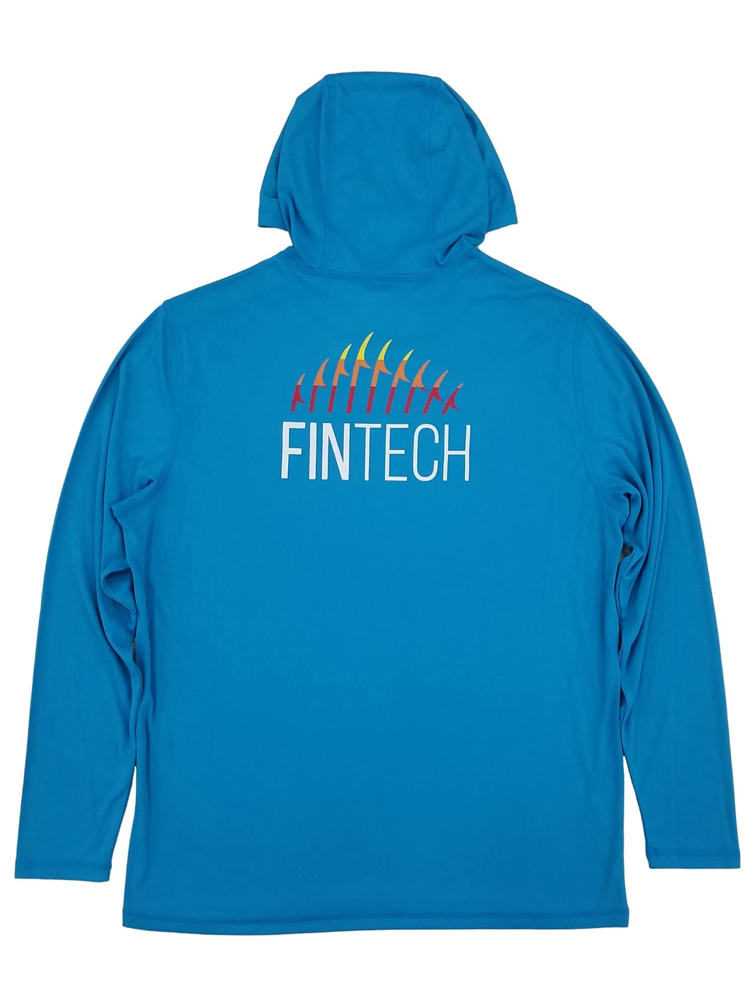Fintech Mens Blue Long Sleeve Performance Hooded Fishing Shirt Small