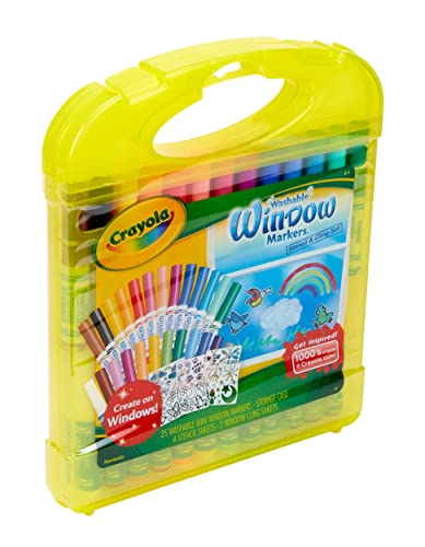 Crayola Window Markers & Stencil Set, Craft, 30+ Pieces, Gifts for Kids