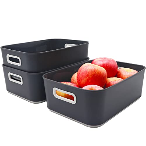 Plastic Storage Bins, 3 Pack Organizer Bins Pantry Organization And Storage Baskets for Organizing