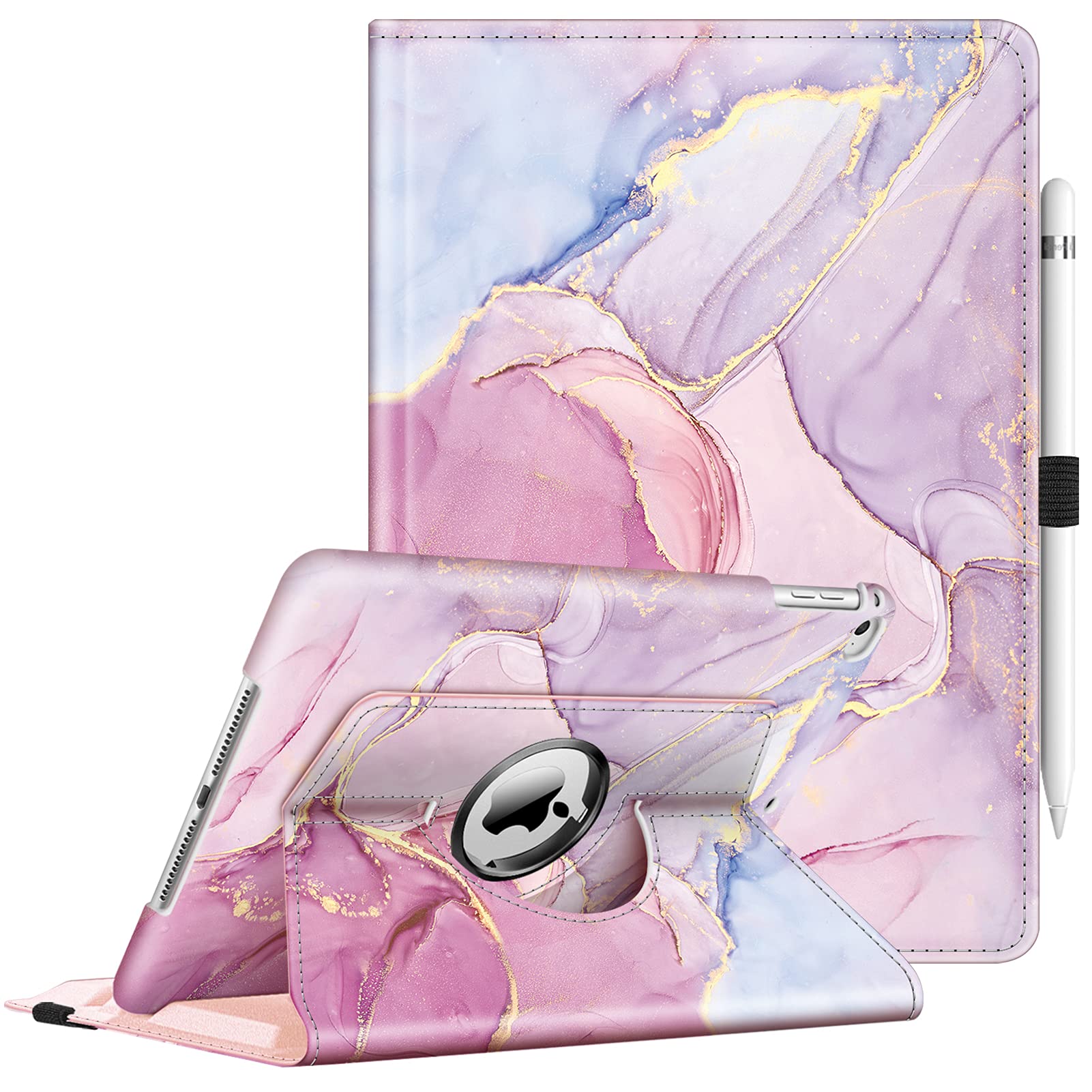 Fintie Rotating Case for iPad 6th / 5th Generation (2018 2017 Model, 9.7 inch), iPad Air 2 (9.7 Inch), iPad Air 1 (9.7 Inch) - 360 Degree Rotating Protective Stand Cover Auto Sleep, Glittering Marble