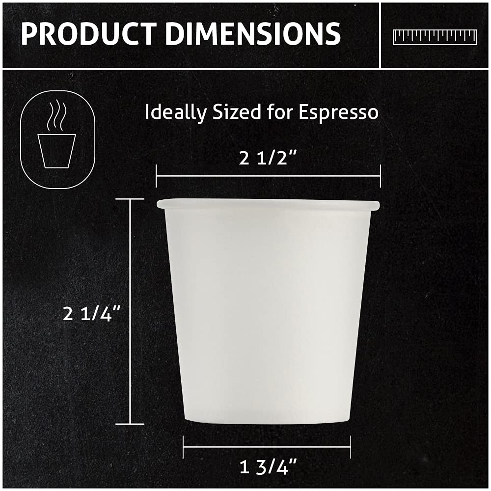 DOBI [200 Pack] 4 oz. Espresso Paper Cups - Small Disposable White Hot Paper Coffee Cups for Espresso, Macchiato, Cortado and More