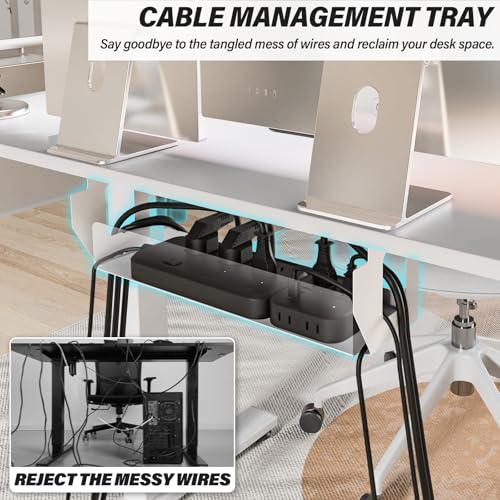 Kingant Standing Desk Height Adjustable Small Electric Stand Up Desks [35 x 20 Inch] - Ergonomic Sit Stand Desk Rising Desks for Home Office Computer Desk Stand Desk Workstation with Cable Management