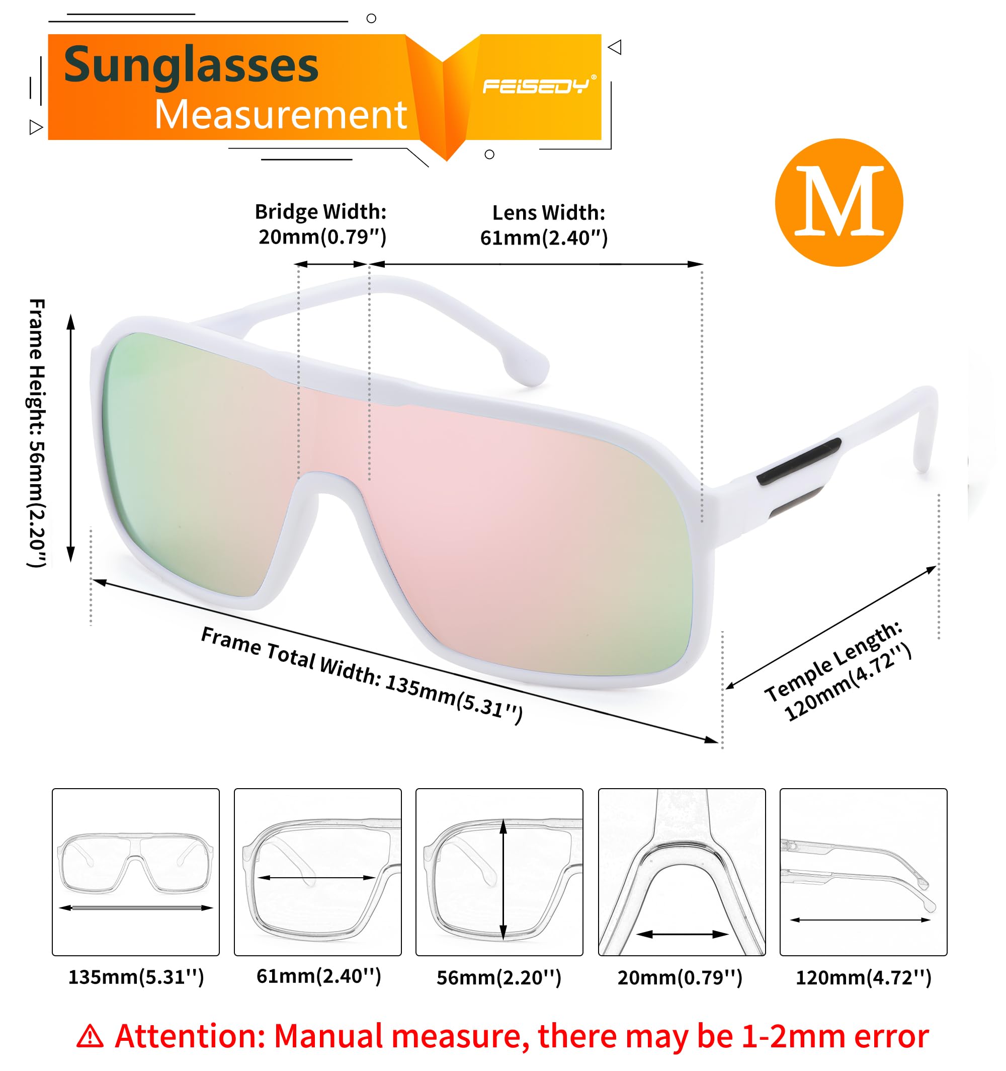 FEISEDY Fashion Polarized Sunglasses Oversized One Piece Reflective Lens Sports Sun Glasses B0122