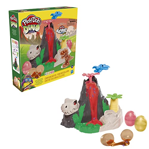 Play-Doh Slime Dino Crew Lava Bones Island Volcano Playset with HydroGlitz Eggs and Mix-ins, Dinosaur Toy for Kids 4 Years and Up, Non-Toxic