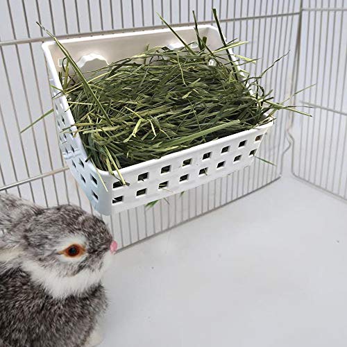 PINVNBY Hay Feeder Less Wasted Hay Rack Manger - Ideal for Rabbit,Chinchilla,Guinea Pig,Plastic Food Bowl Use for Grass & Food