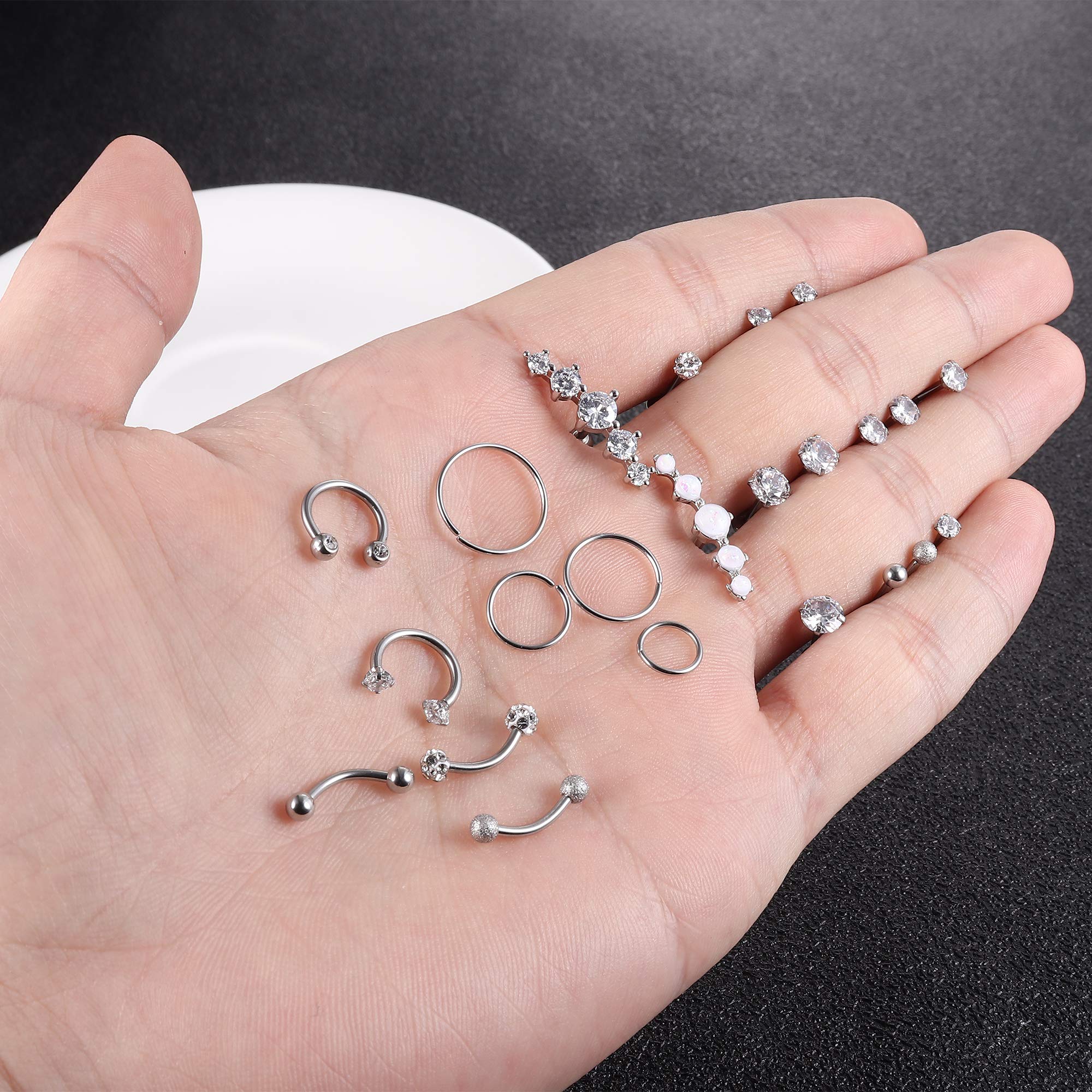 Drperfect 16G Cartilage Earring Hoop Stud for Women Forward Helix Rook Daith Conch Tragus Ear Piercing Jewelry