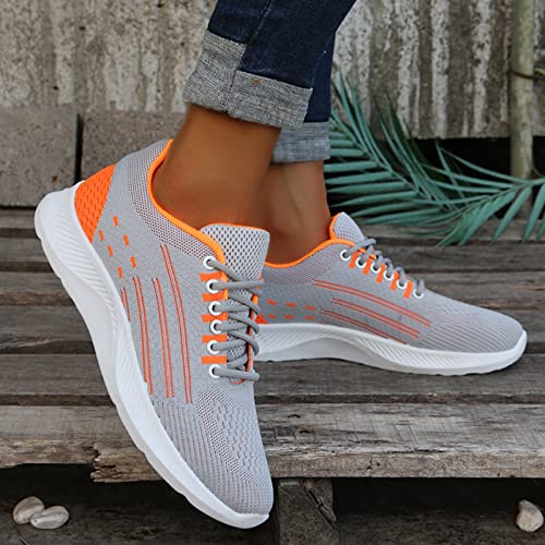 FASDNENDYS Walking Shoes for Women Arch Support Slip On Breathable Comfortable Fun Slippers Women Grey