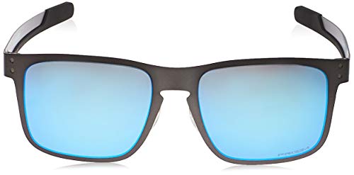 Oakley Men's OO4123 Holbrook Metal Square Sunglasses, Matte Gunmetal/Prizm Sapphire Iridium Polarized, 55 mm