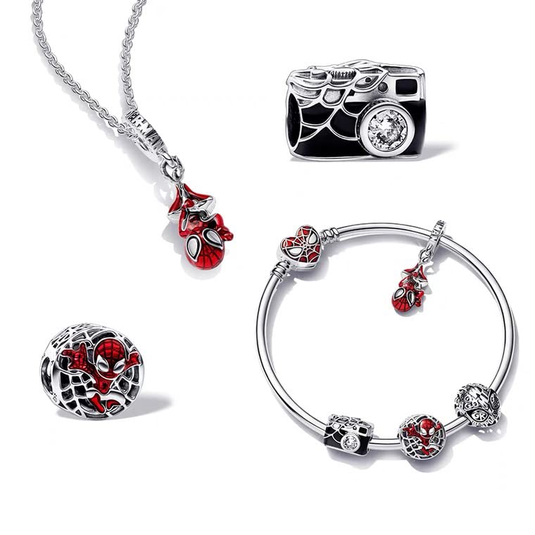 Feitery Men Charms for Bracelets and Necklaces Christmas Gifts Dangle Heart Bead with Cubic Zirconia Spacer 925 Sterling Silver (X)