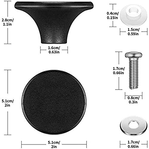 Dutch Oven Knob Pot Lid Handle Replacement Knob Compatible for Le Creuset,Lodge and Other Enameled Cast Iron Dutch Oven, Black, 4Set Mbashou-04 4 Pcs