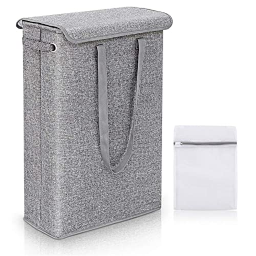 WALNUTA Folding Dirty Laundry Basket Foldable Basket Hamper Bin Bag Hamper with Lid Laundry Storage Baskets Washing Hamper (Color : A, Size : 1200D49-Grey)