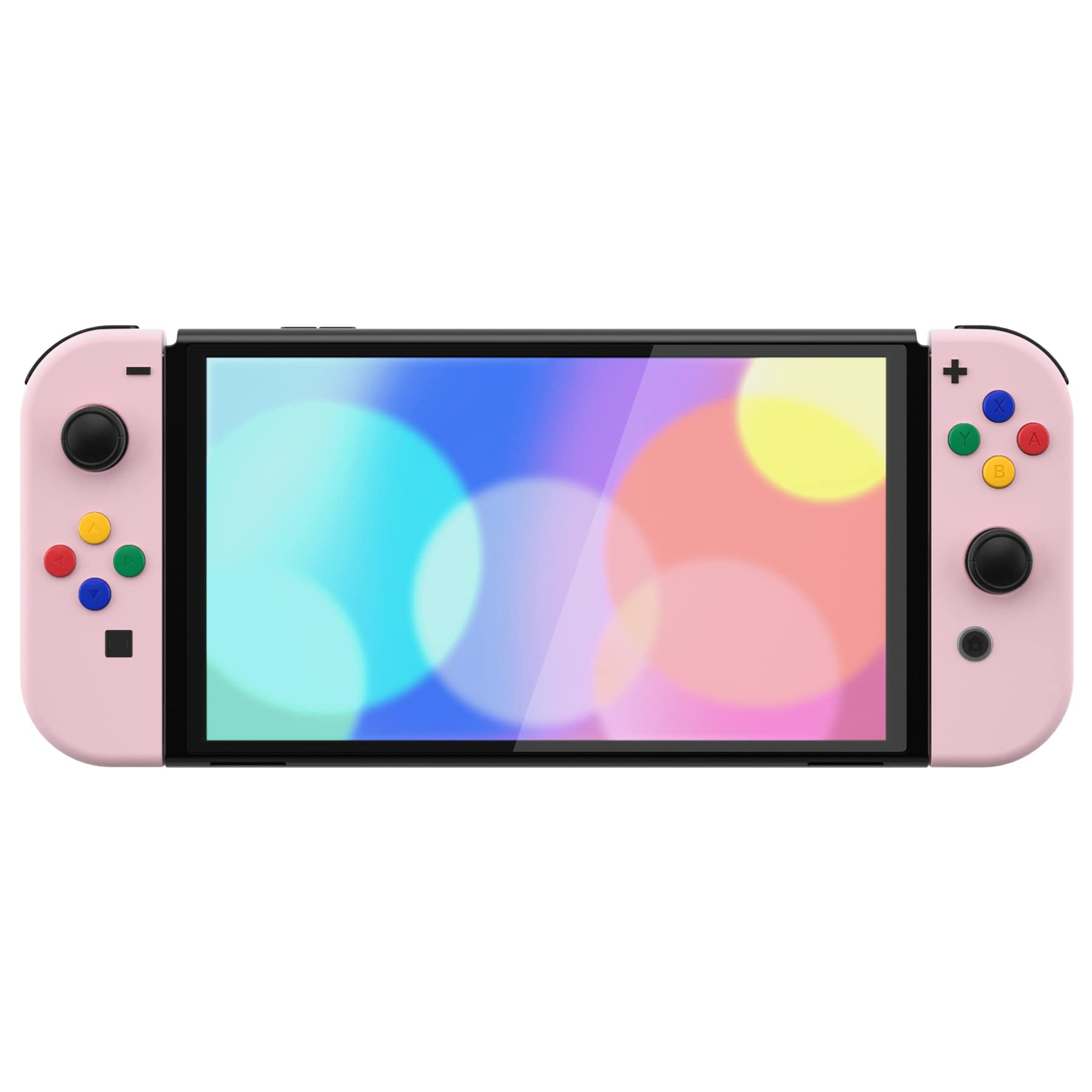 eXtremeRate DIY Full Set Shell Buttons for Nintendo Switch OLED, Replacement Console Back Plate & Kickstand, Custom Case Housing for Nintendo Switch OLED JoyCon - Cherry Blossoms Pink