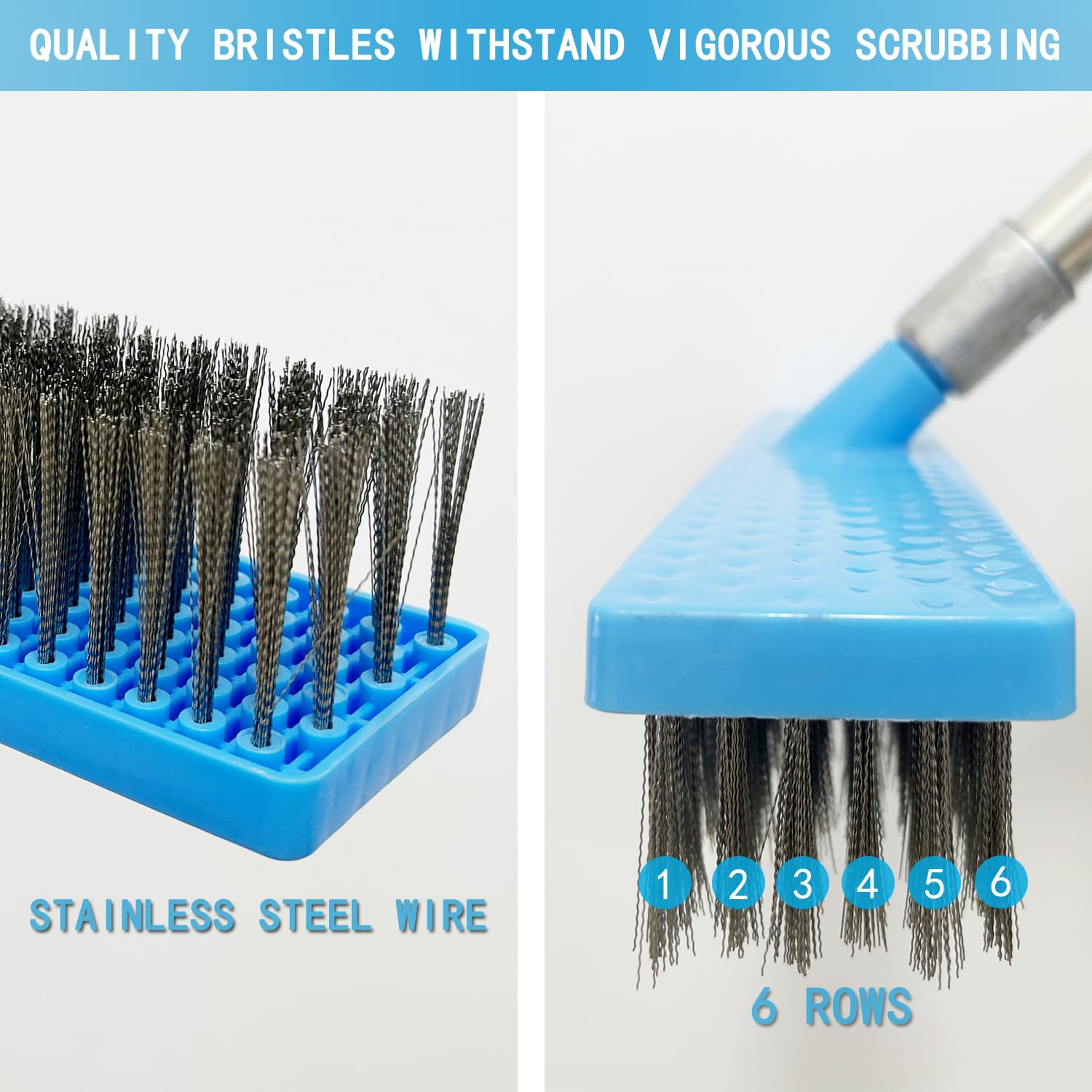 koyata 11.8” Heavy Duty Push Broom Brush with 60"" Long Handle,Stainless Steel Deck Scrub Brush,Outdoor Broom for Cleaning Bathroom, Kitchen, Patio, Garage, Deck, Concrete,Stone, and Tile Floors
