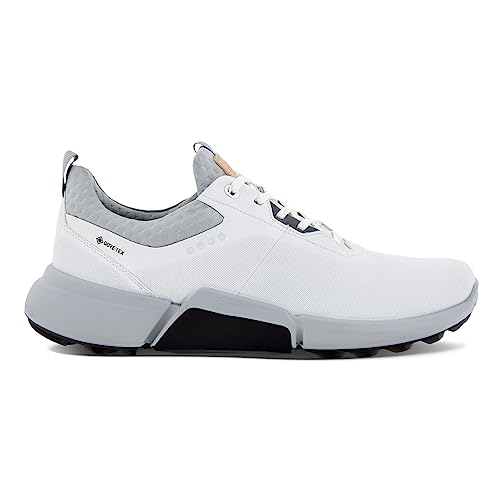 ECCO Men's Biom Hybrid 4 Gore-tex Waterproof Golf Shoe, White/Concrete, 11-11.5
