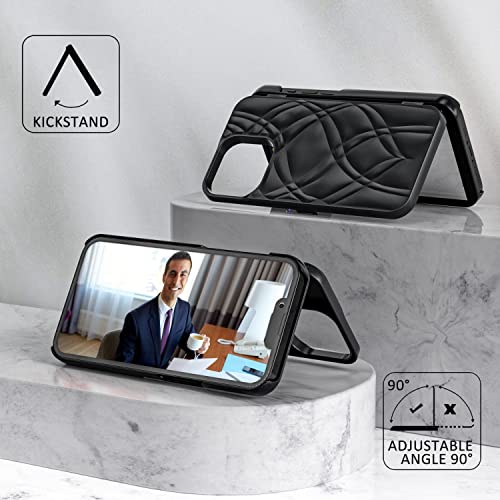 W7ETBEN iPhone 14 Pro Max Wallet Case, iPhone 14 Pro Max Case with Kickstand Built-in Mirror Shockproof Card Holder Cover for Apple iPhone 14 Pro Max 6.7" (Black)