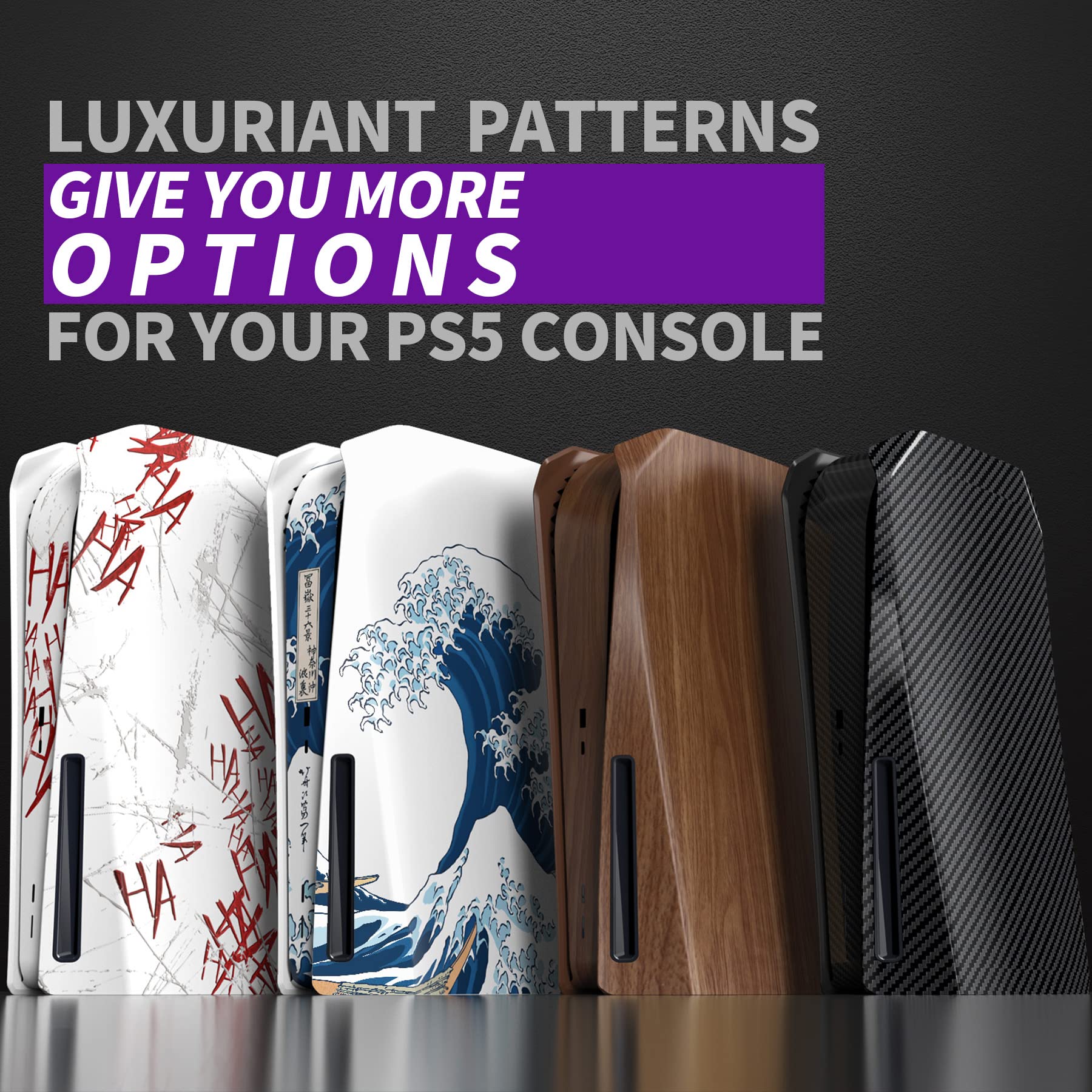 eXtremeRate eXcover The Great Wave Top Bottom Cover Compatible with ps5 Console Disc Edition, Replacement Faceplate Backplate Shell Skin Compatible with ps5 Console Disc Version - Console NOT Included